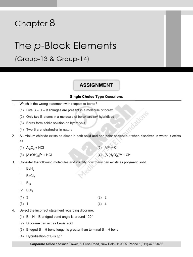 The P-Block Elements (Group-13 & Group-14) | PDF | Molecules | Chemistry