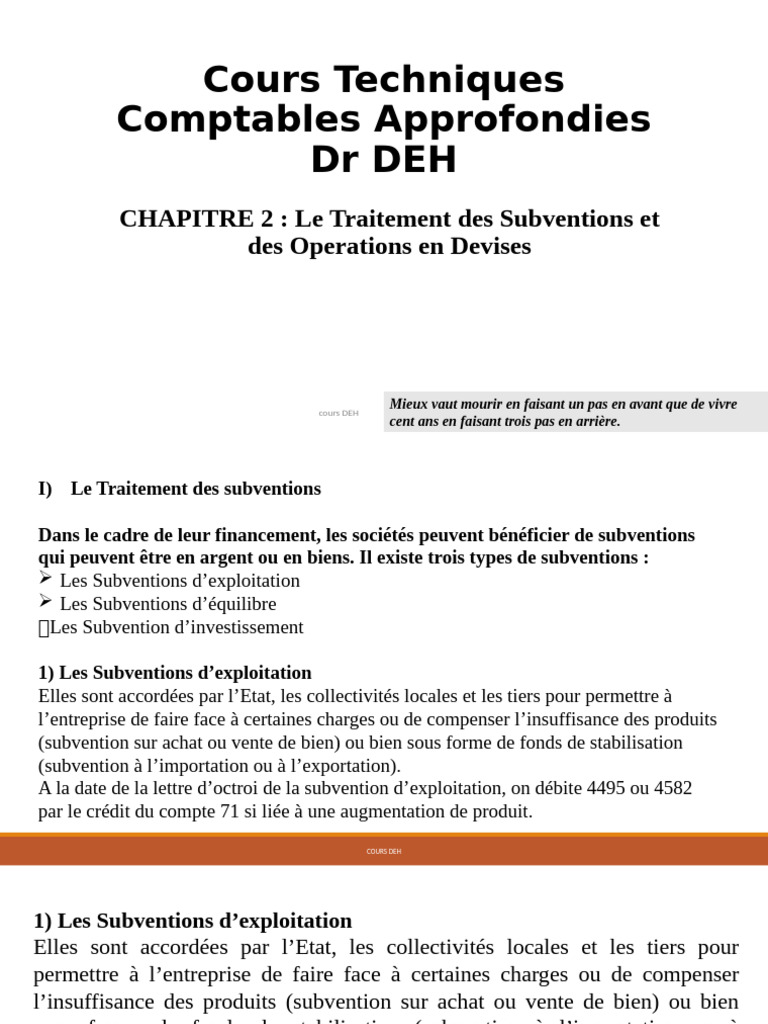 Chapitre 2 Appro (Hors C) | PDF | Subvention | Comptabilité