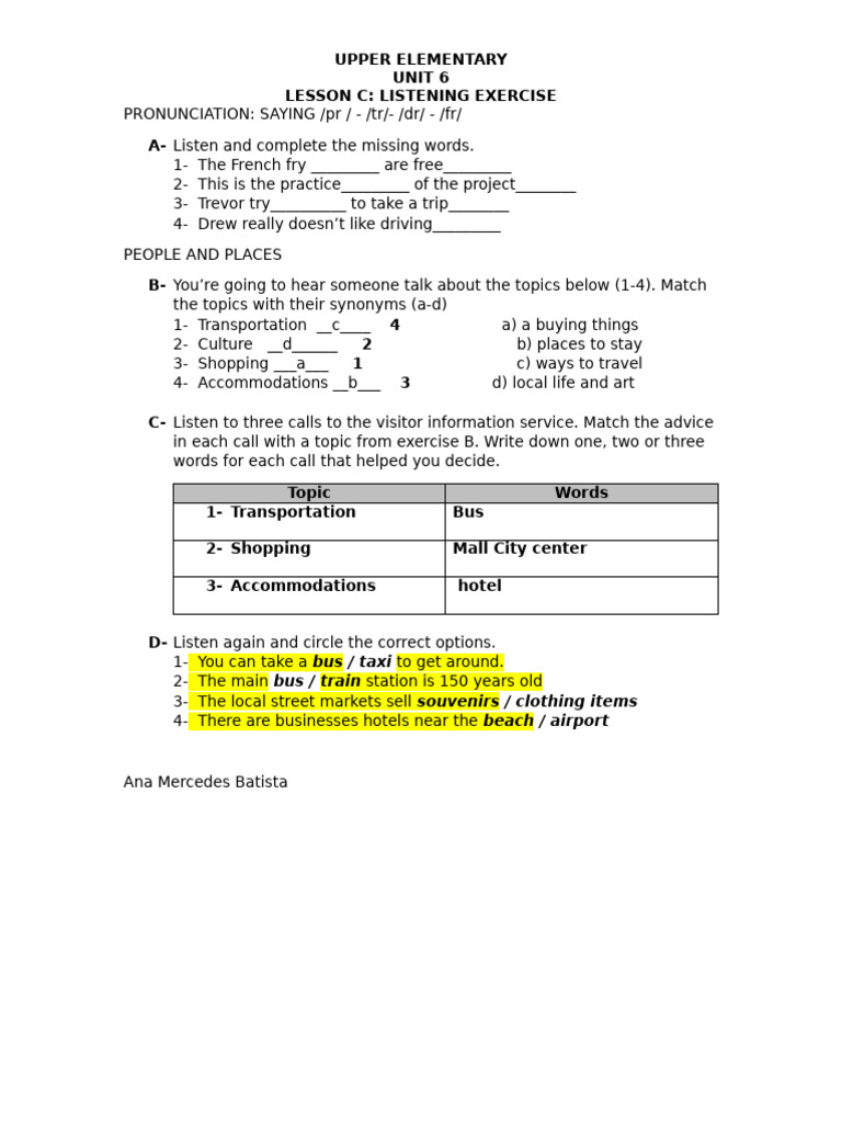 Upper Elementary Listening Skills | PDF