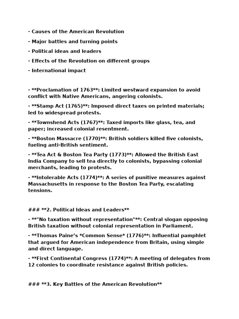 Causes and Effects of the American Revolution | PDF | American ...