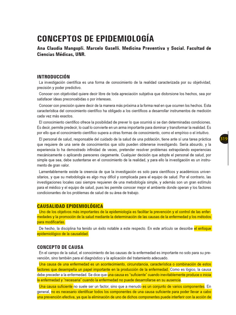 Conceptos de Epidemiologia | PDF | Causalidad | Epidemias