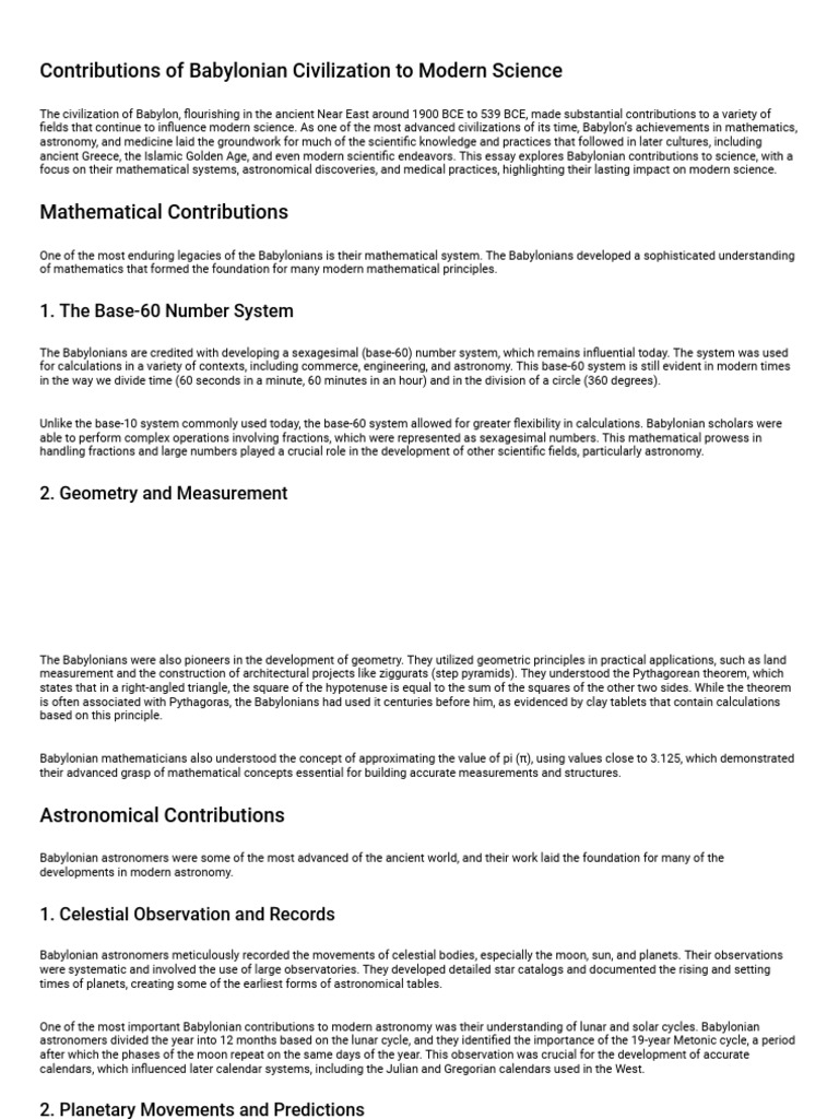 Contributions From Babylon | PDF | Astronomy | Science