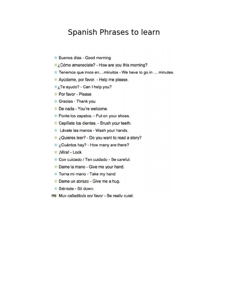 Spanish Phrases To Learn | PDF