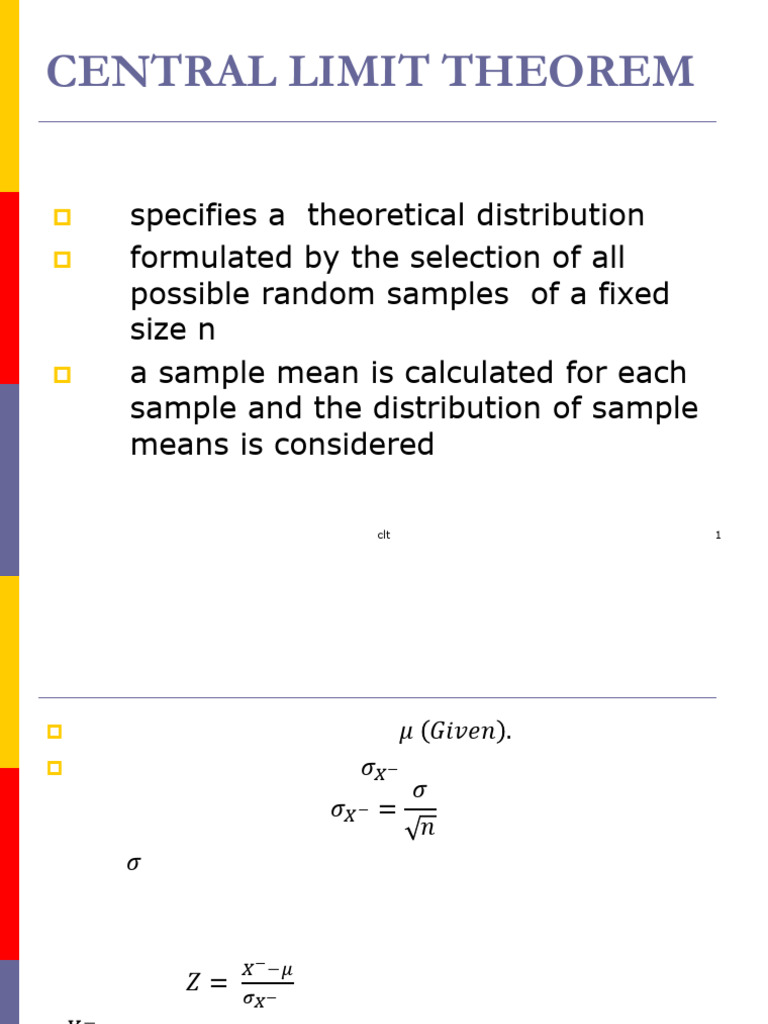 Central Limit Theorem Explained | PDF | Mean | Standard Deviation