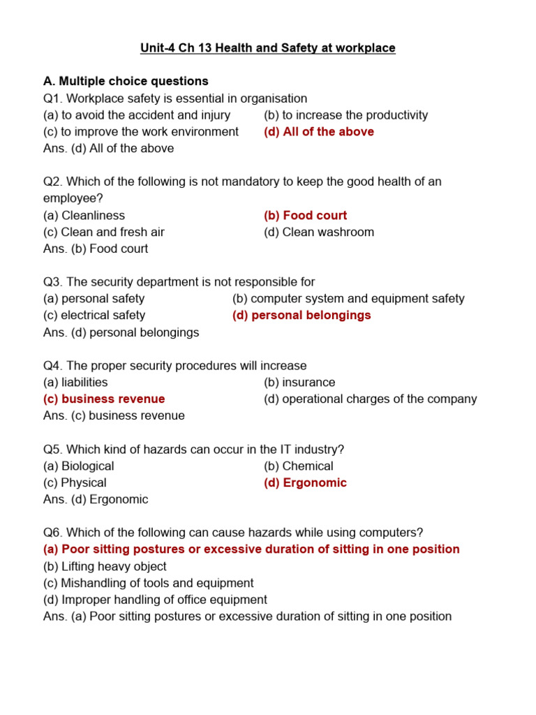 Unit 4 - CH 13,14 & 15 | PDF | Hazards | Occupational Safety And Health