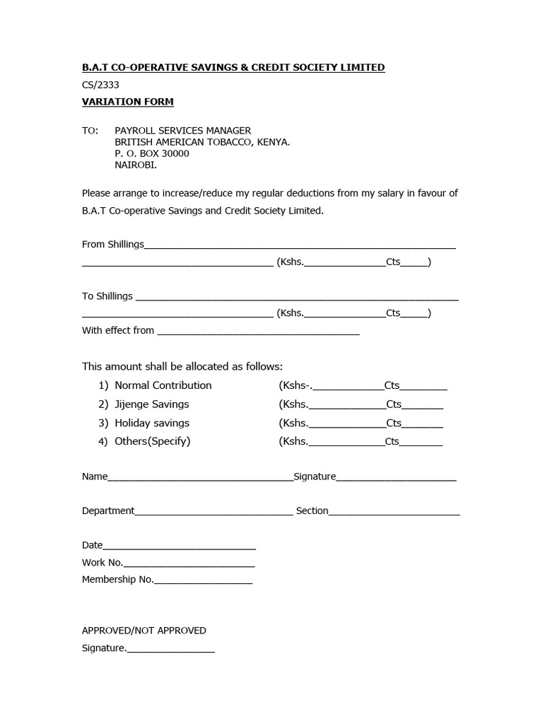 Variation Form | PDF