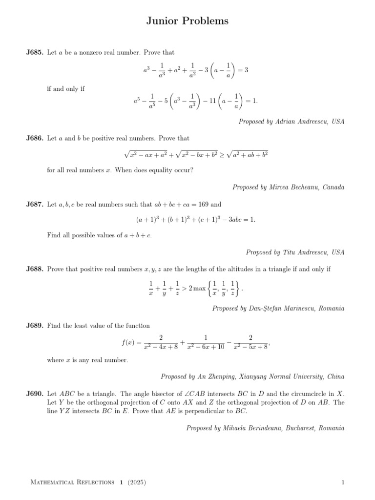 MR 1 2025 Problems 1 | PDF | Geometry | Mathematical Analysis