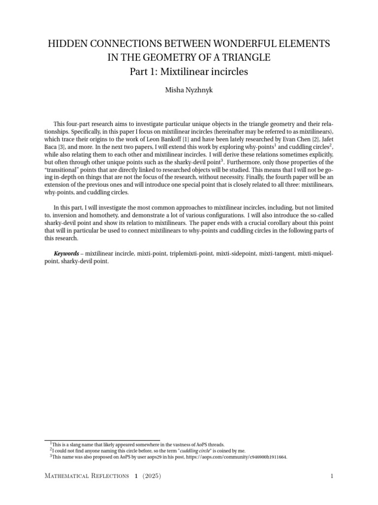 Mixtilinear Incircles and 45° Angles | PDF | Circle | Elementary Geometry