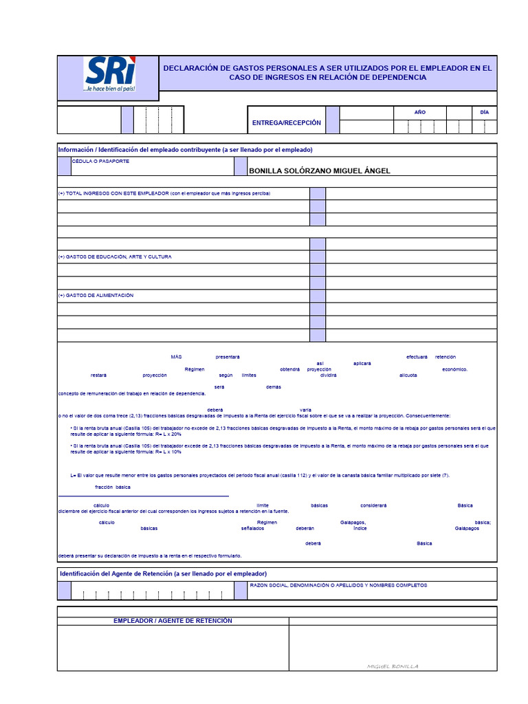 Formulario SRI - GP_2022 (1) | PDF | Impuesto sobre la renta | Impuestos
