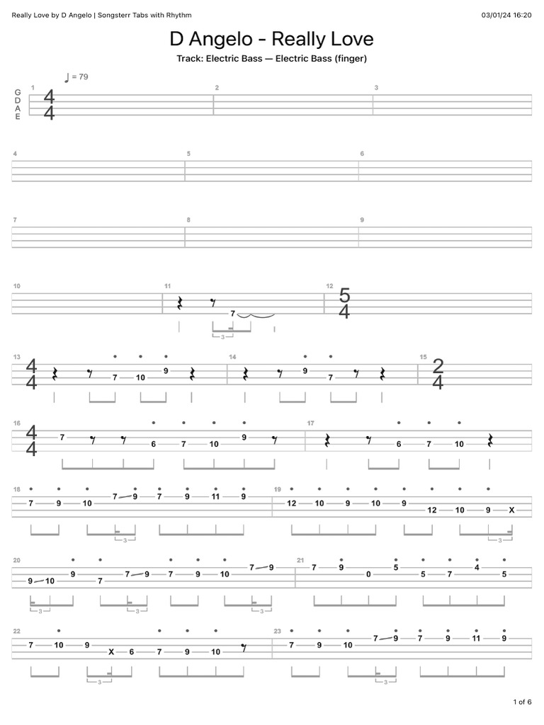 D Angelo - Really Love (Electric Bass (Finger) Tab From Songsterr | PDF