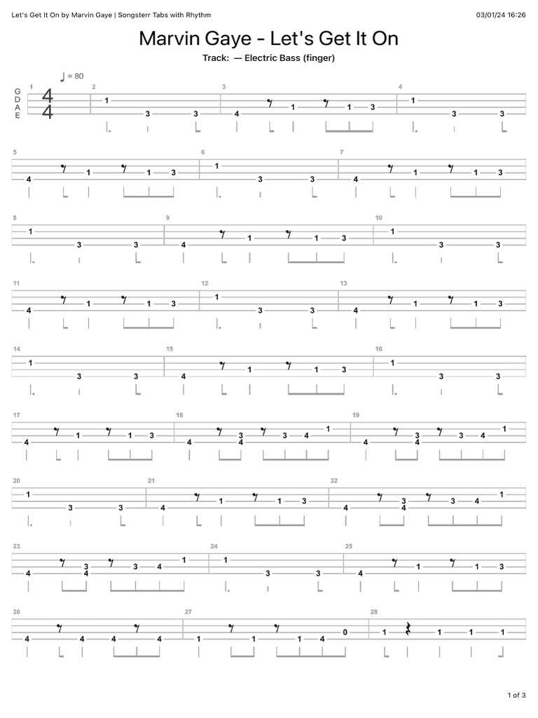 Bass Tabs for Marvin Gaye Fans | PDF