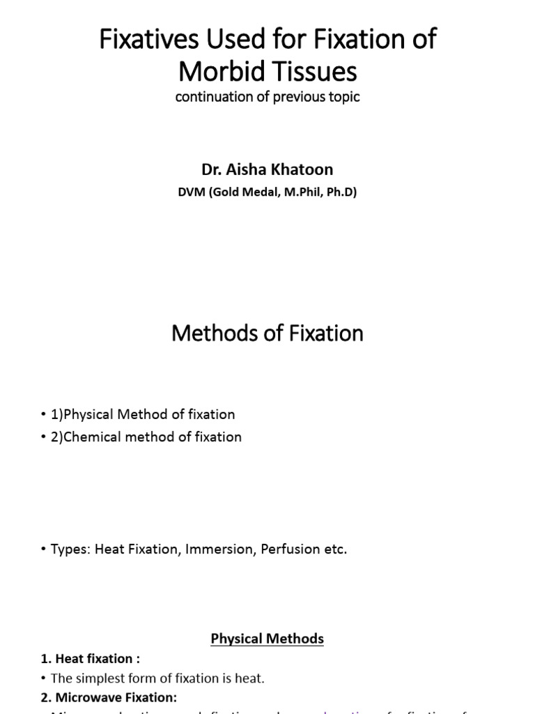 Fixation and Fixatives | PDF | Fixation (Histology) | Staining