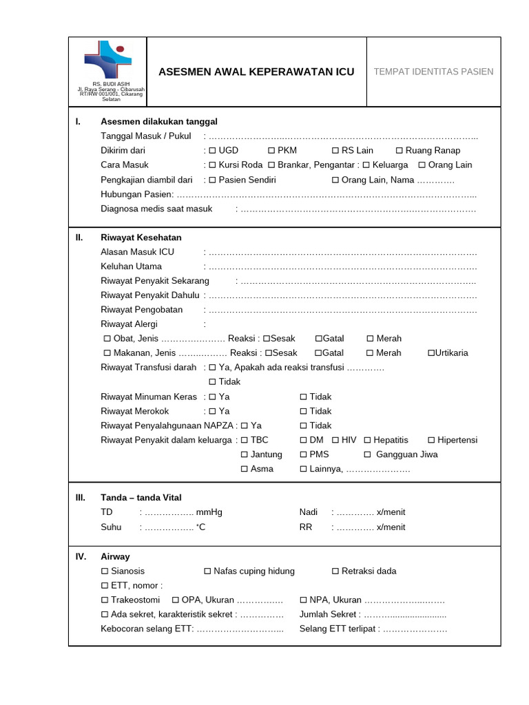 Form Asesmen ICU | PDF