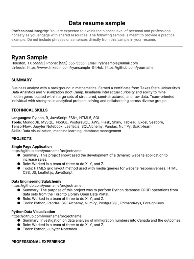 SAMP DataResume GoogleDoc 2of2 BA | PDF | Databases | Data Analysis