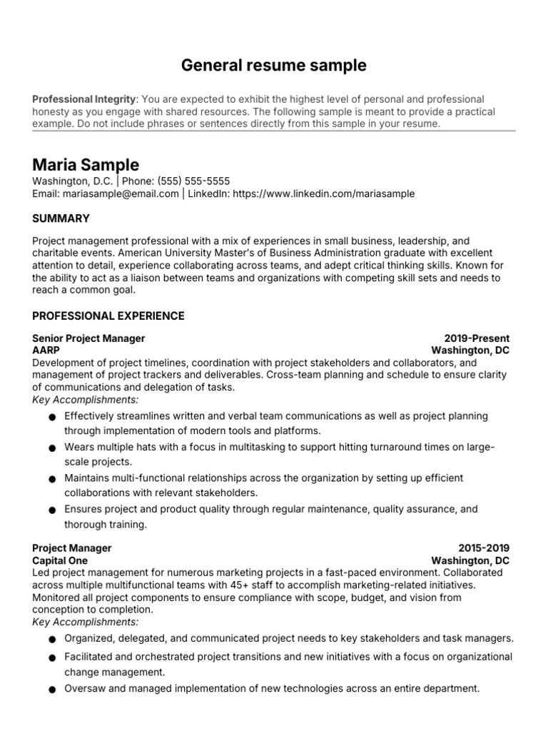 SAMP_GeneralResume_GoogleDoc_2of2_BA | PDF | Project Management | Business