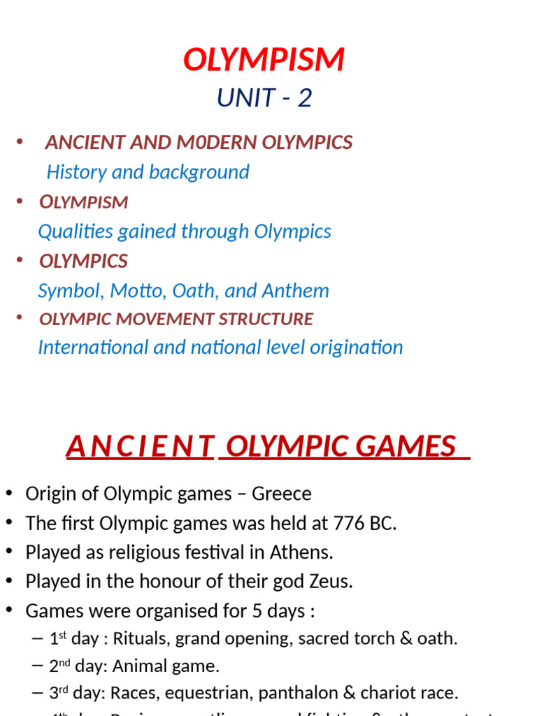 Xi Unit 2 Olympism | PDF | Olympic Games | Sports Festivals