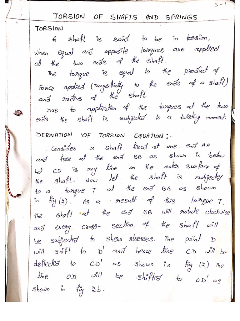 Unit 5 Torsion of Shafts and Springs | PDF