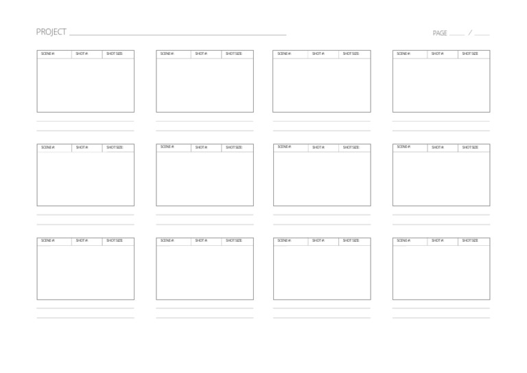 A4 Storyboard Template - 12-Panel - Landscape - StudioBinder | PDF