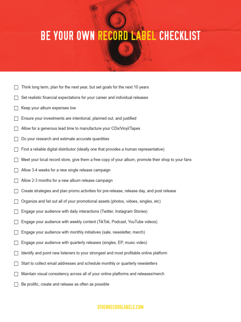 Be Your Own Record Label - Checklist | PDF
