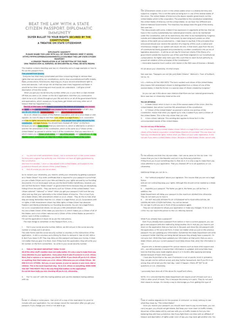 State Citizen Passport & Rights Guide | PDF | Citizenship Of The United ...
