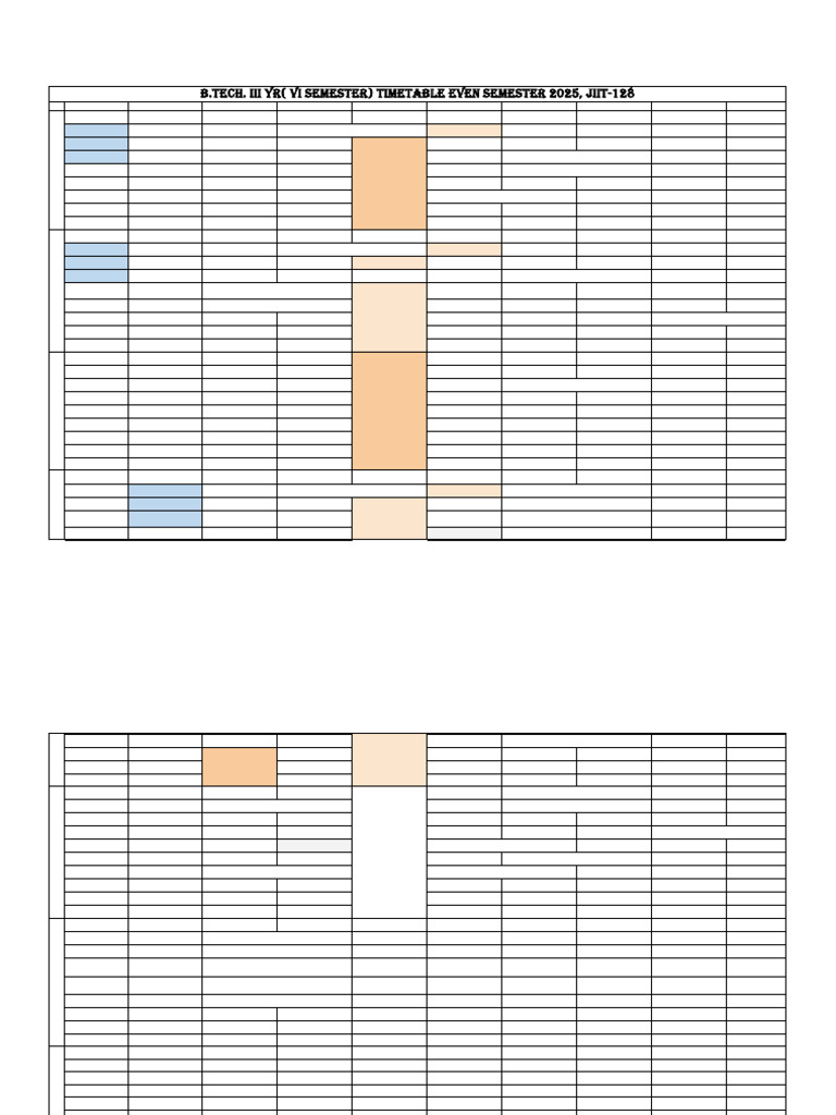 B.TECH. III Yr (VI SEMESTER) TIMETABLE EVEN SEMESTER 2025, JIIT-128 ...