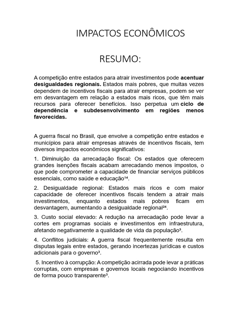 Impactos da Guerra Fiscal no Brasil | PDF