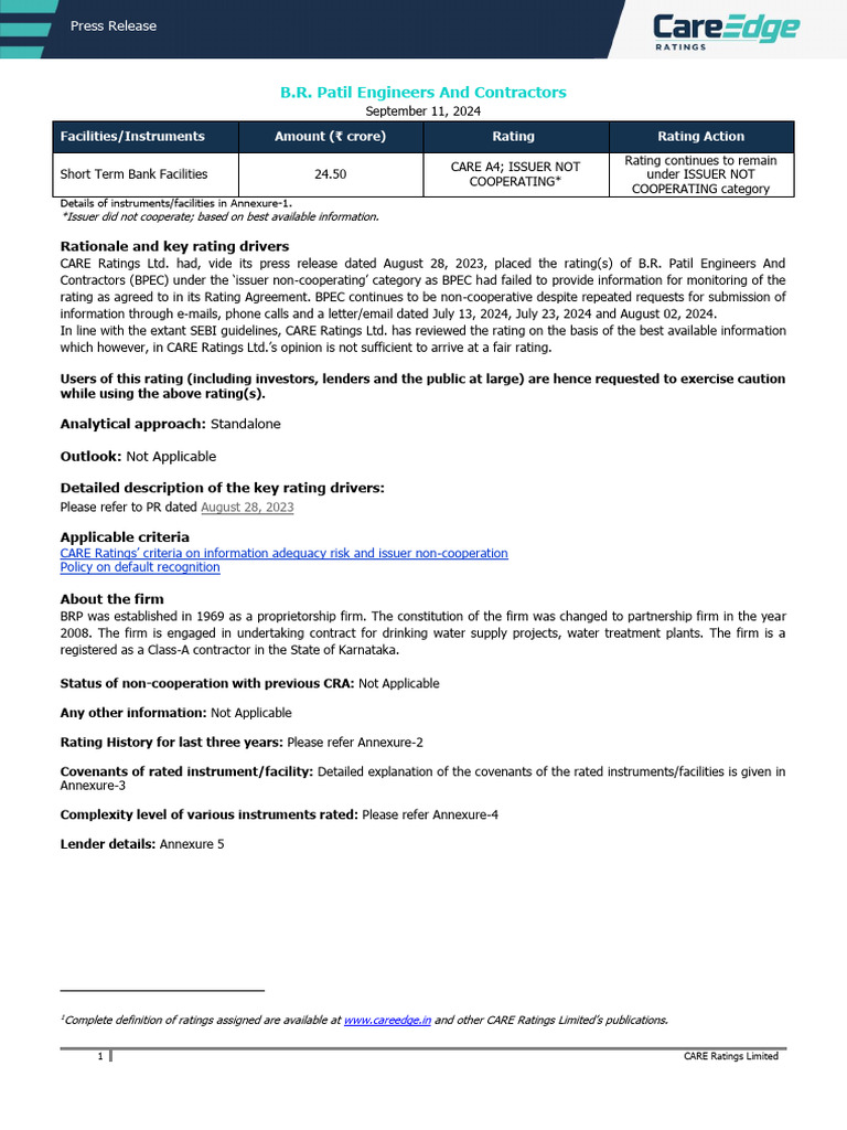 B.R. Patil Engineers and Contractors | PDF | Banks | Securities (Finance)