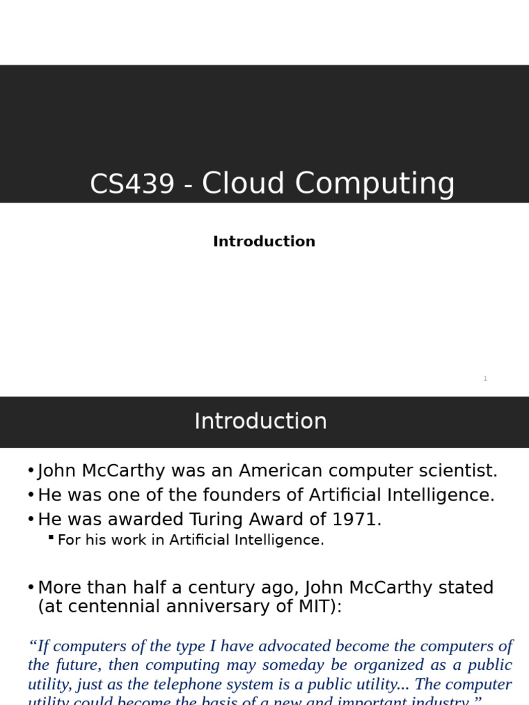 CS439 CC 1a Introduction | PDF | Cloud Computing | Computing