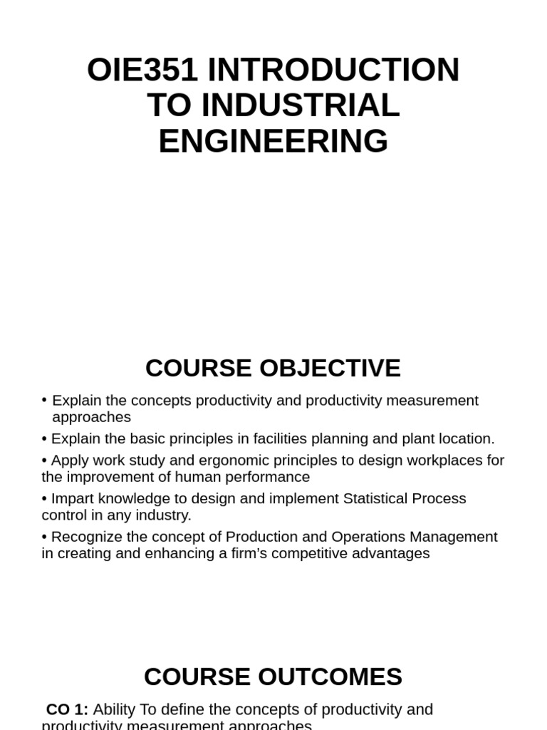 Unit 1 - Oie351 Introduction To Industrial Engineering | PDF ...