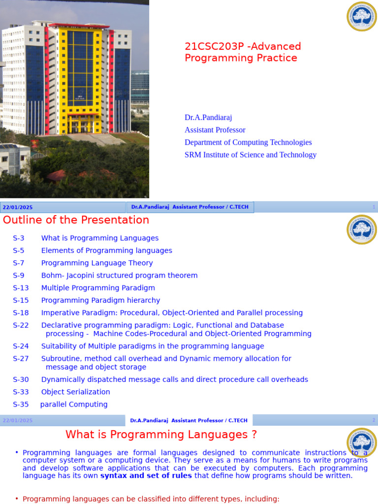 APP_UNIT-I-Session-1 | PDF | Programming Language | Programming Paradigms