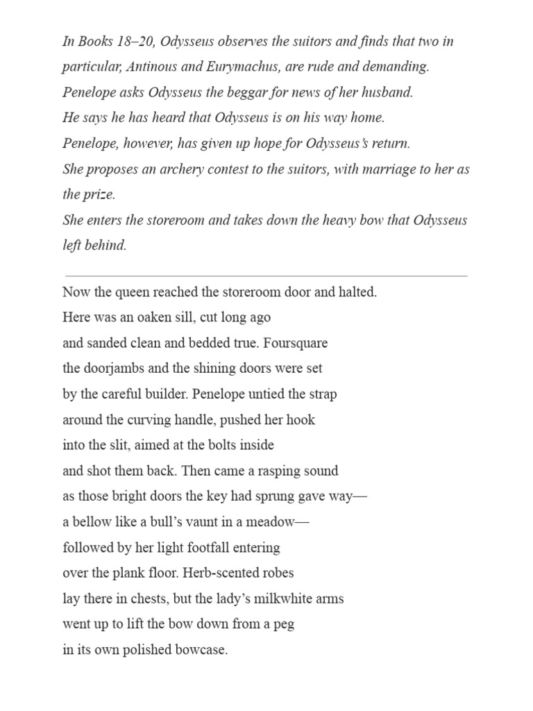 Odysseus Strings the Bow in Book 21 | PDF | Penelope | Odysseus