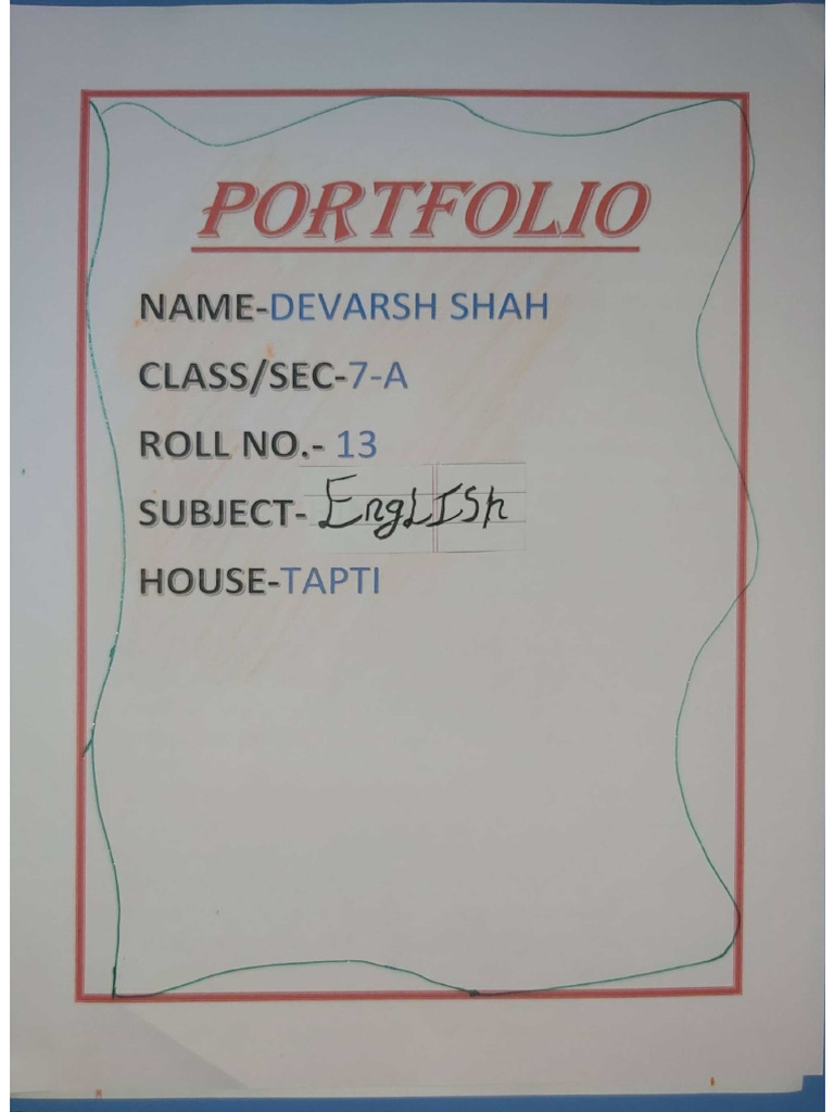 7-A, 13, Devarsh. English Portfolio PDF | PDF