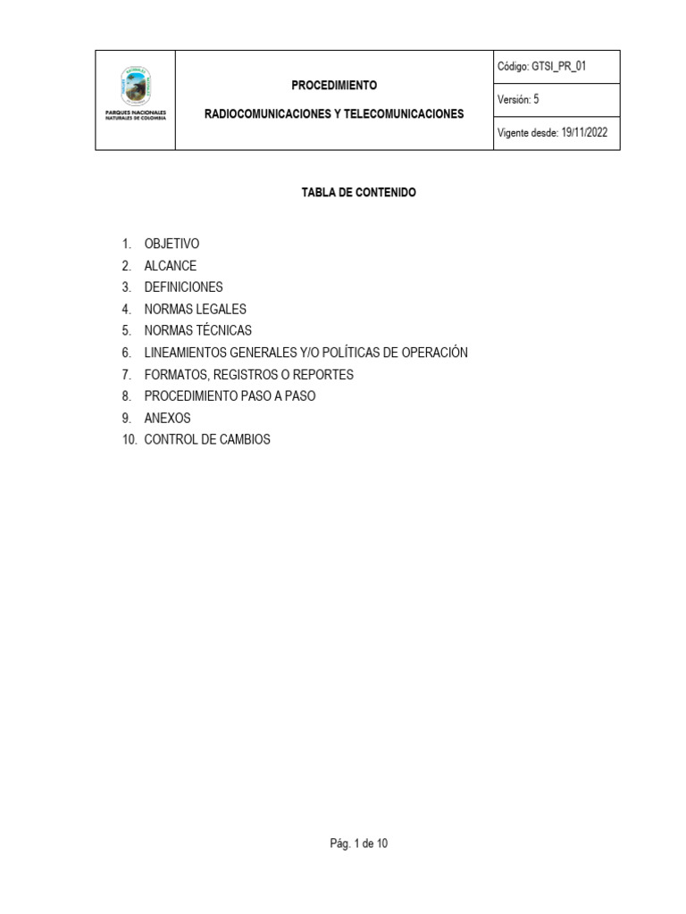 Procedimiento Radiocomunicaciones y Telecomunicaciones - v5 | PDF | Telecomunicaciones | Radio