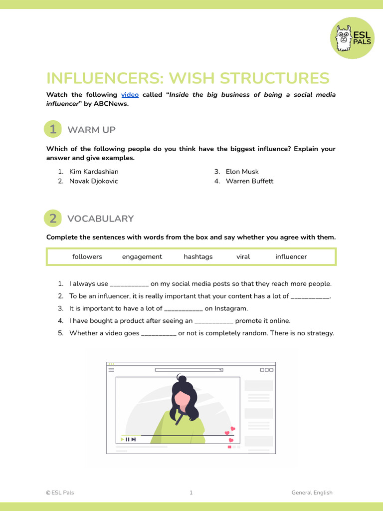 AdultGeneralIntermediate1SV-Influencers_-Wish-Structures- | PDF