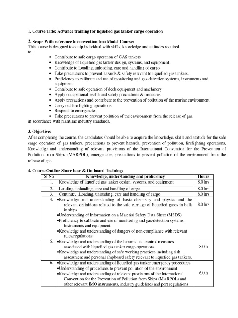 Advance Training For Liquefied Gas Tanker Cargo Operation | PDF | Oil Tanker