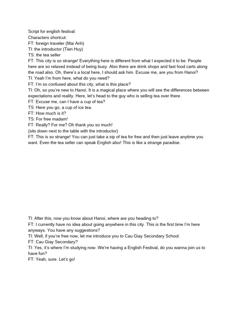 Script For English Festival | PDF