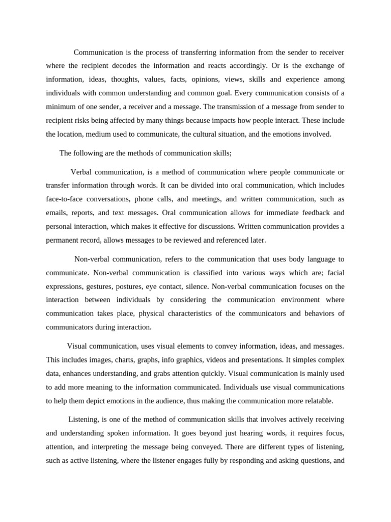 Communication Group Assignment | PDF | Communication | Nonverbal ...