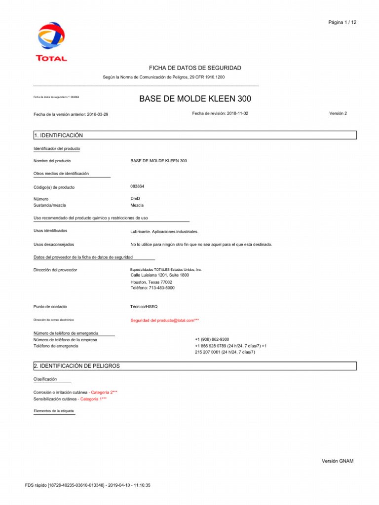 Kleenmold Base 300 MDS | PDF | Agua | Residuos