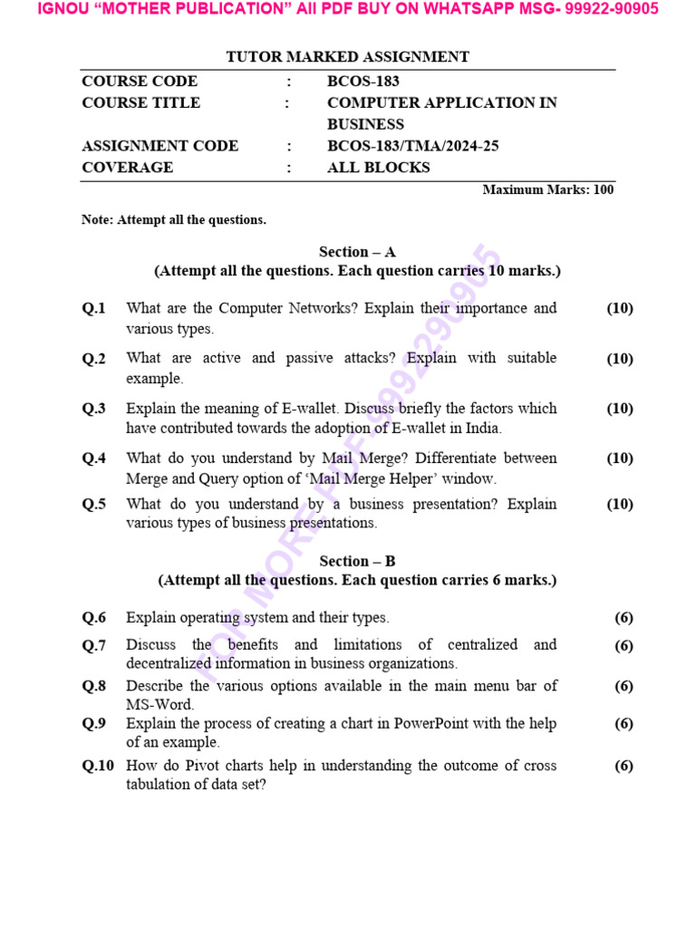 BCOC-132 EM 2024-25 KP | PDF | Computer Network | Operating System