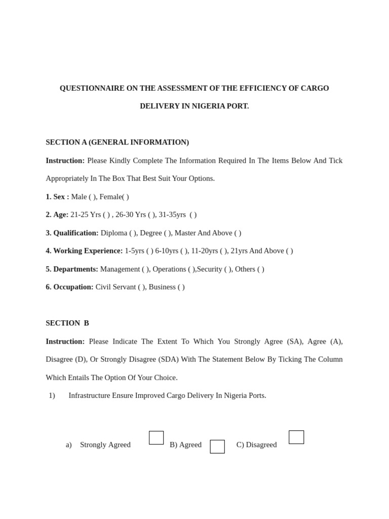 Multimix Project Participant QUESTIONNAIRE Corrected | PDF | Port | Infrastructure