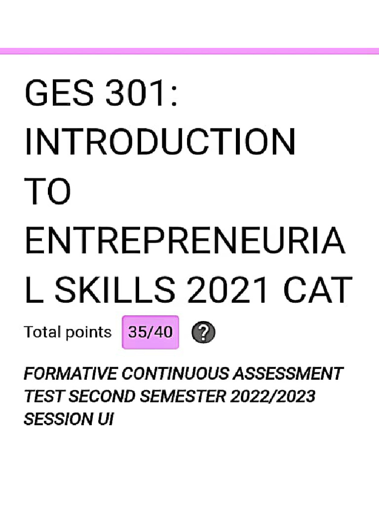 GES 301 2021 - 22 Formative CA Test 1 | PDF