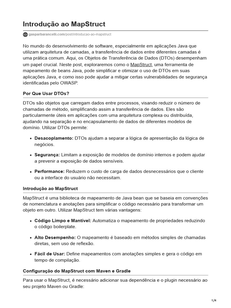 MapStruct: Mapeamento Eficiente de DTOs | PDF | Engenharia de Software | Informática