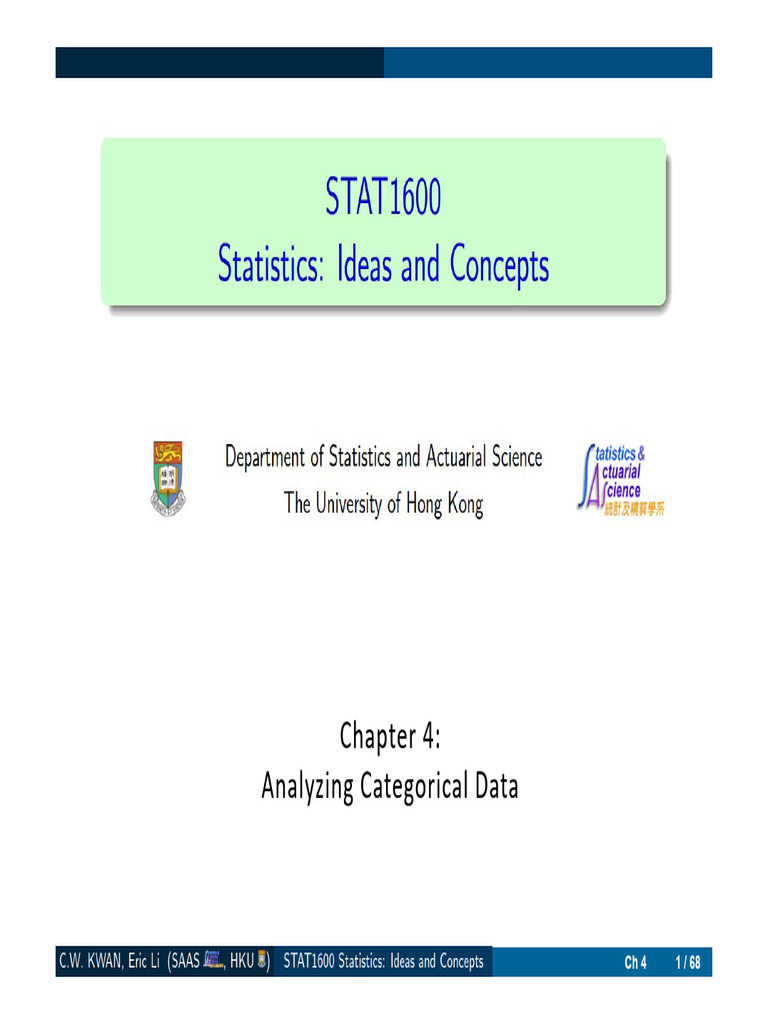 STAT1600 (24-25, 1st) Chapter 4 - Analyzing Categorical Data (7) | PDF | Relative Risk | Odds
