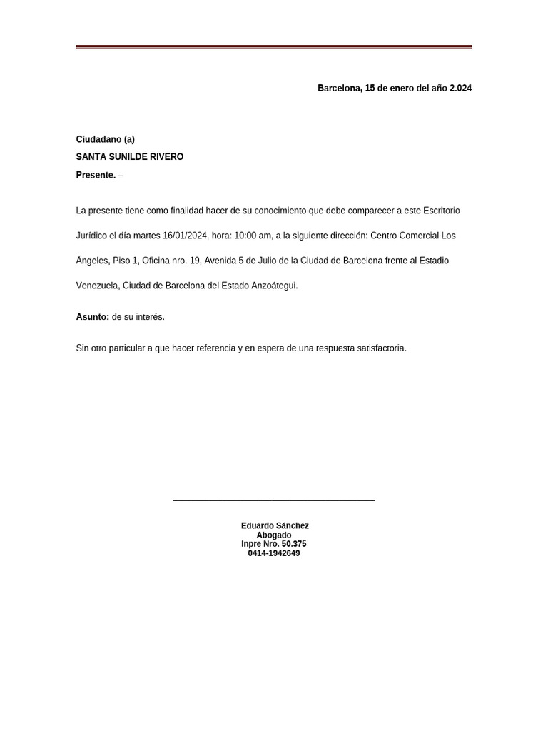 Carta de Citacion | PDF