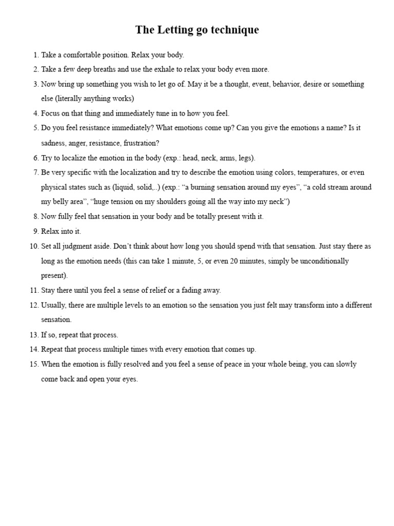 The Letting Go Technique | PDF