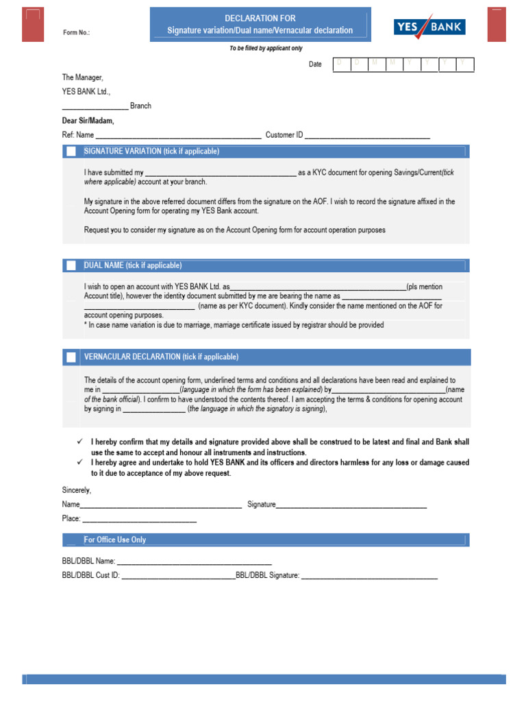 Signature and Name Declaration Form | PDF | Signature | Document