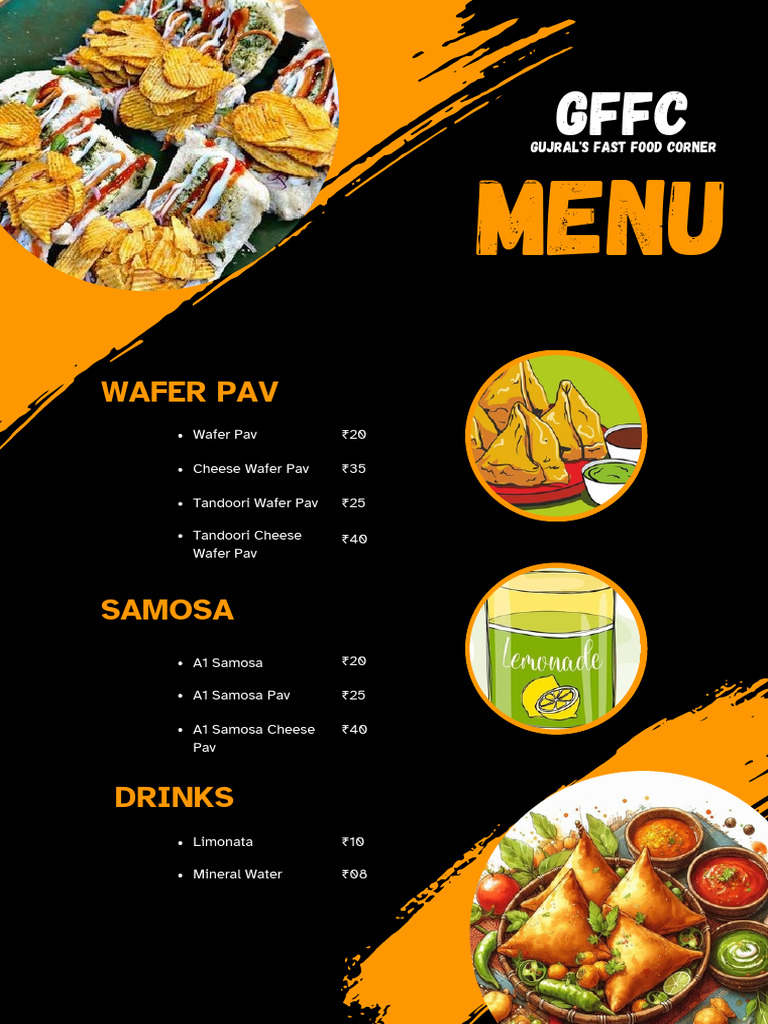 Orange and Black Modern Food Menu Menu - 20250110 - 224727 - 0000 | PDF