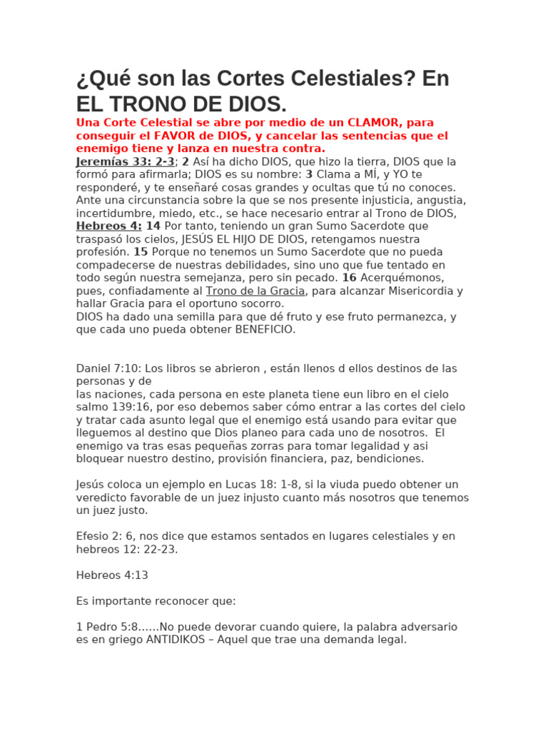 CORTE CELESTIAL Texto | PDF | Pecado | Jesús