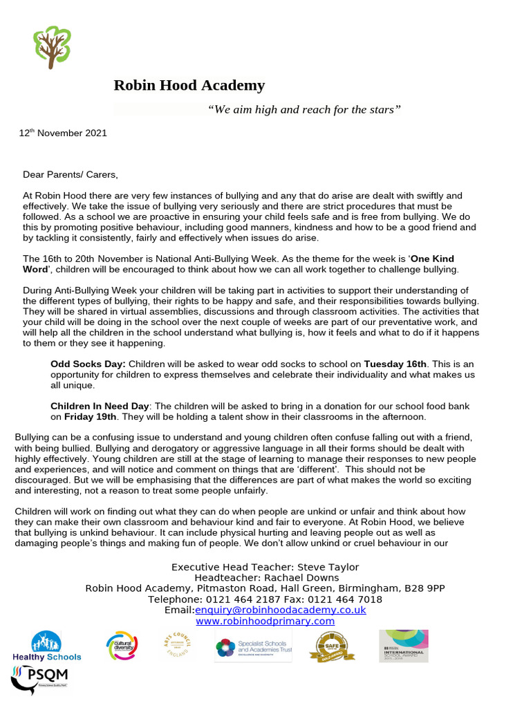 anti-bullying-letter-to-all-parents | PDF | Bullying | Discrimination