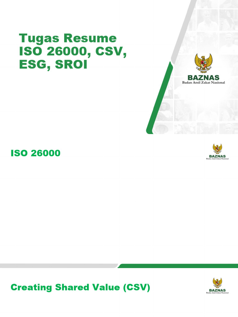 Resume ISO 26000, CSV, ESG, SROI | PDF